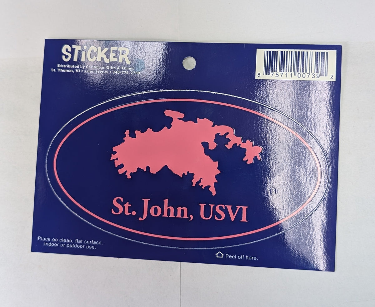 Pink St. John, USVI Map Sticker – stjohnspice.com
