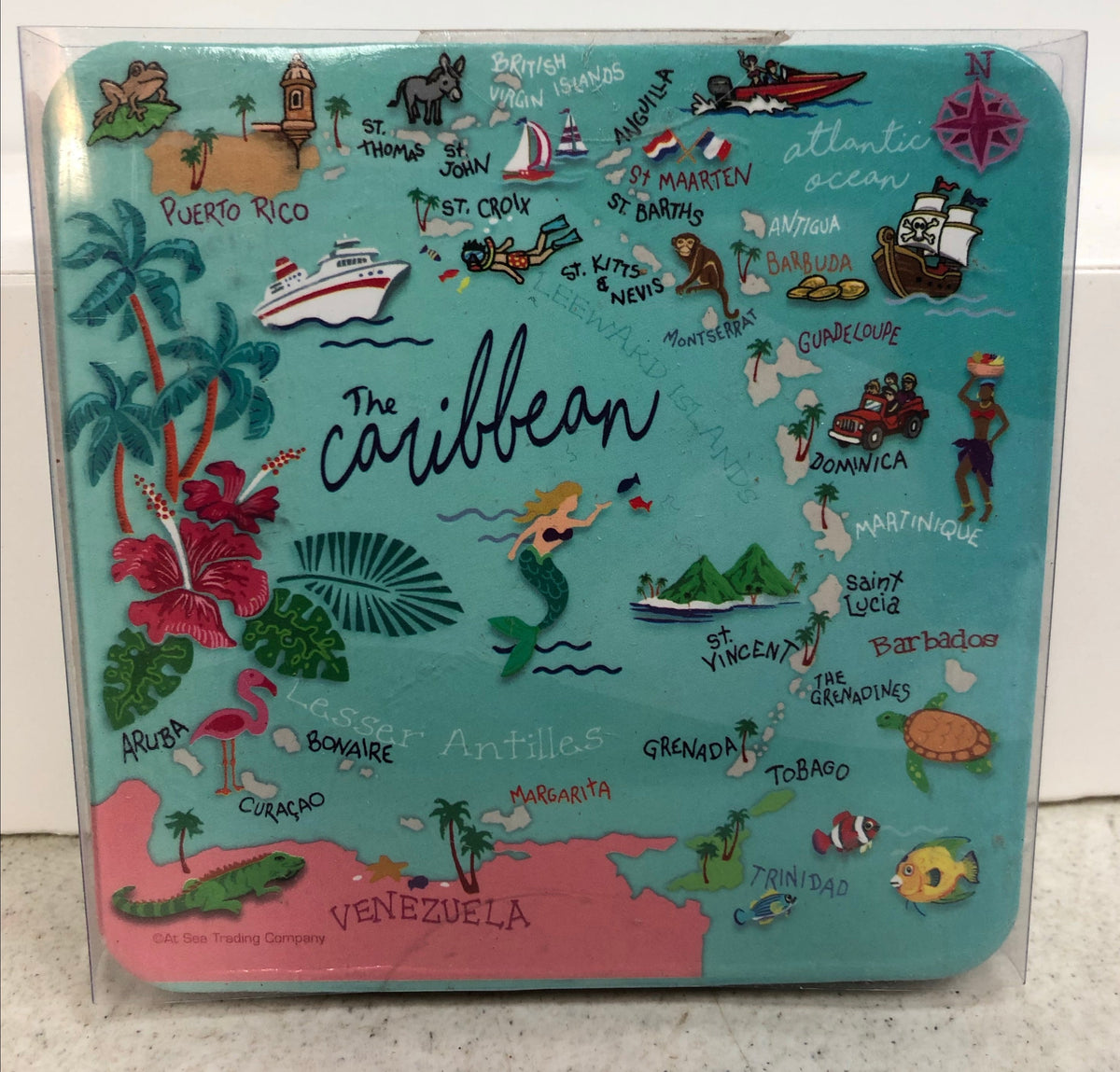 Caribbean Fun Map Cork-backed Coaster Set – stjohnspice.com